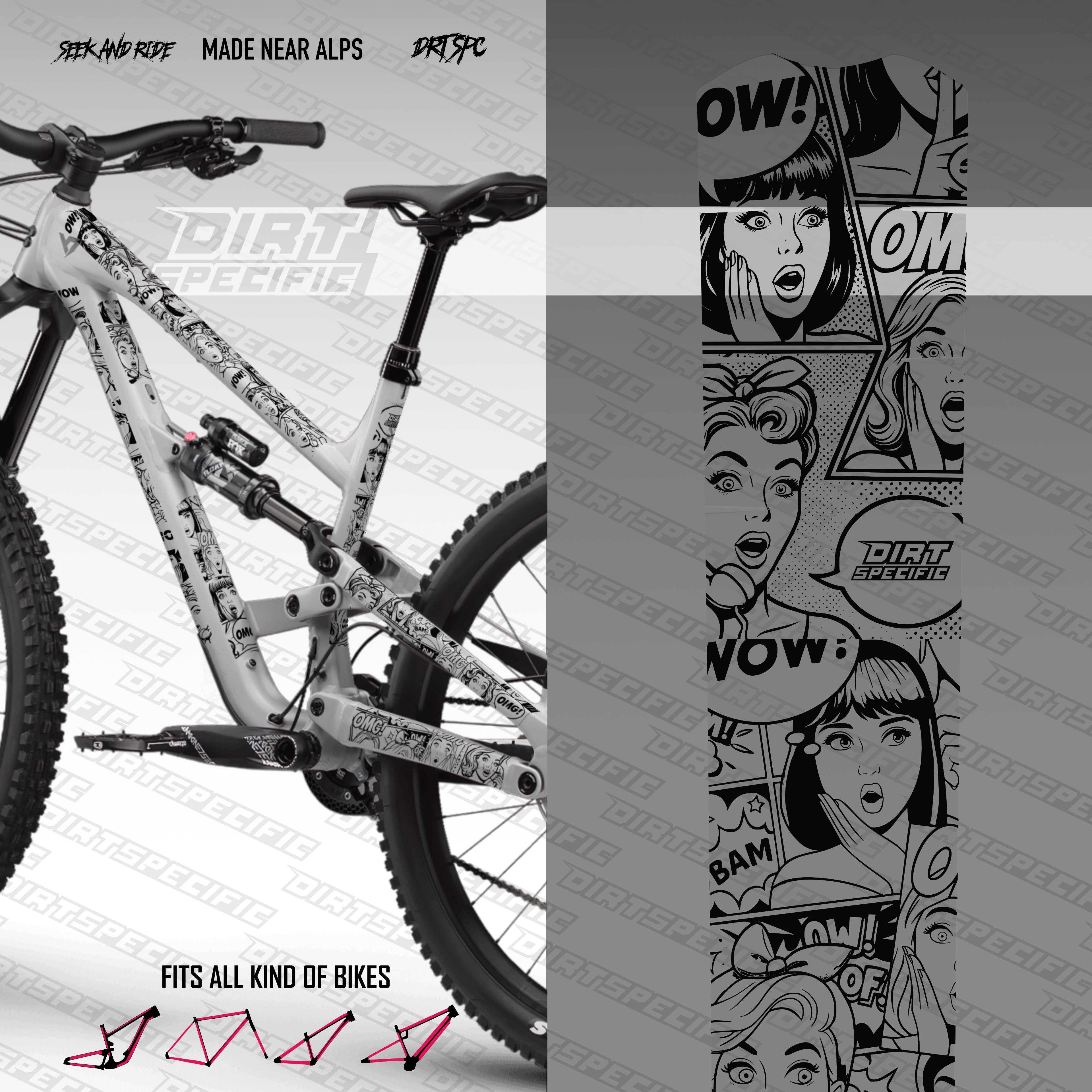 Comic Ride - Bike Frame wrap MK2 - (Custom Color Options🎨 ...