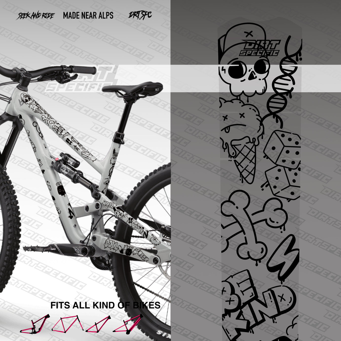 Graffiti - Bike Frame wrap MK2 - (Custom Color Options🎨 ...