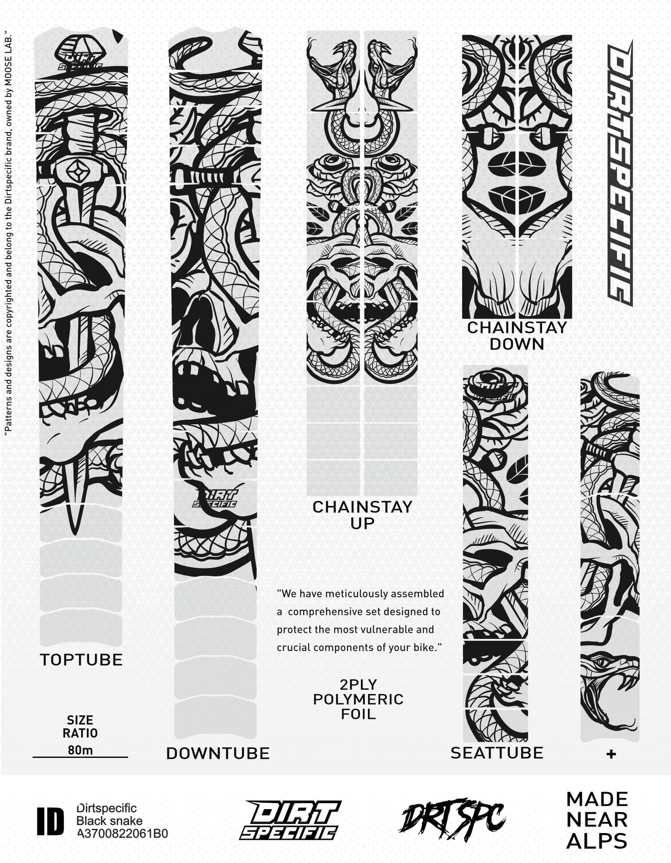 Black snake - Bike Frame wrap MK2 - (Custom Color Options🎨 ...