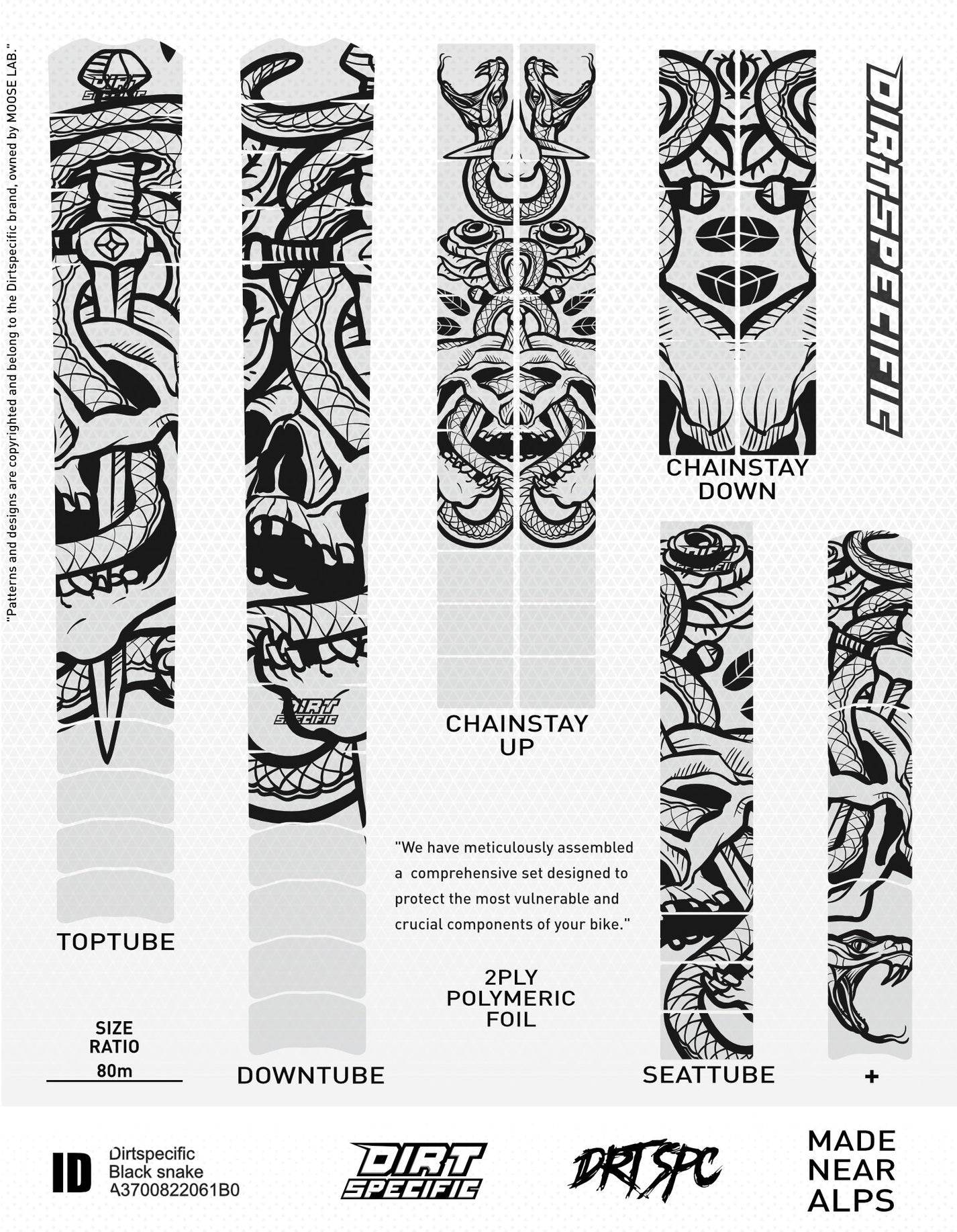 Black snake - Bike Frame wrap MK2 - (Custom Color Options🎨 ...