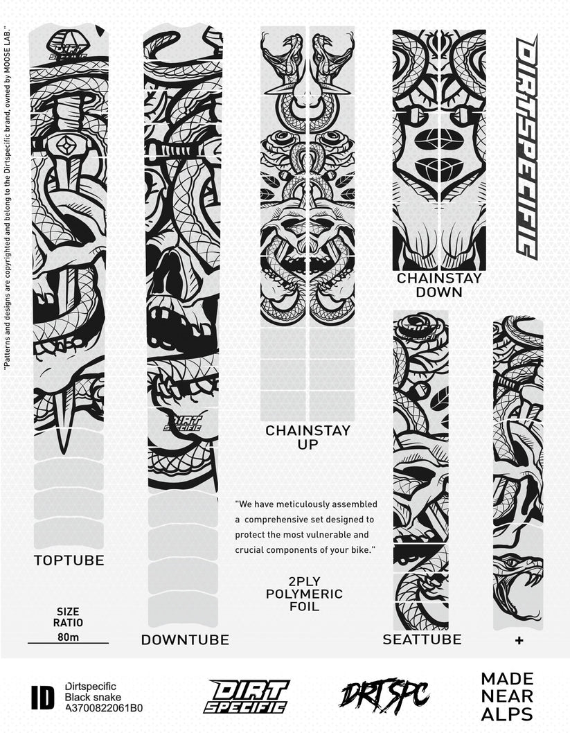 Black snake - Bike Frame wrap MK2 - (Custom Color Options🎨 ...