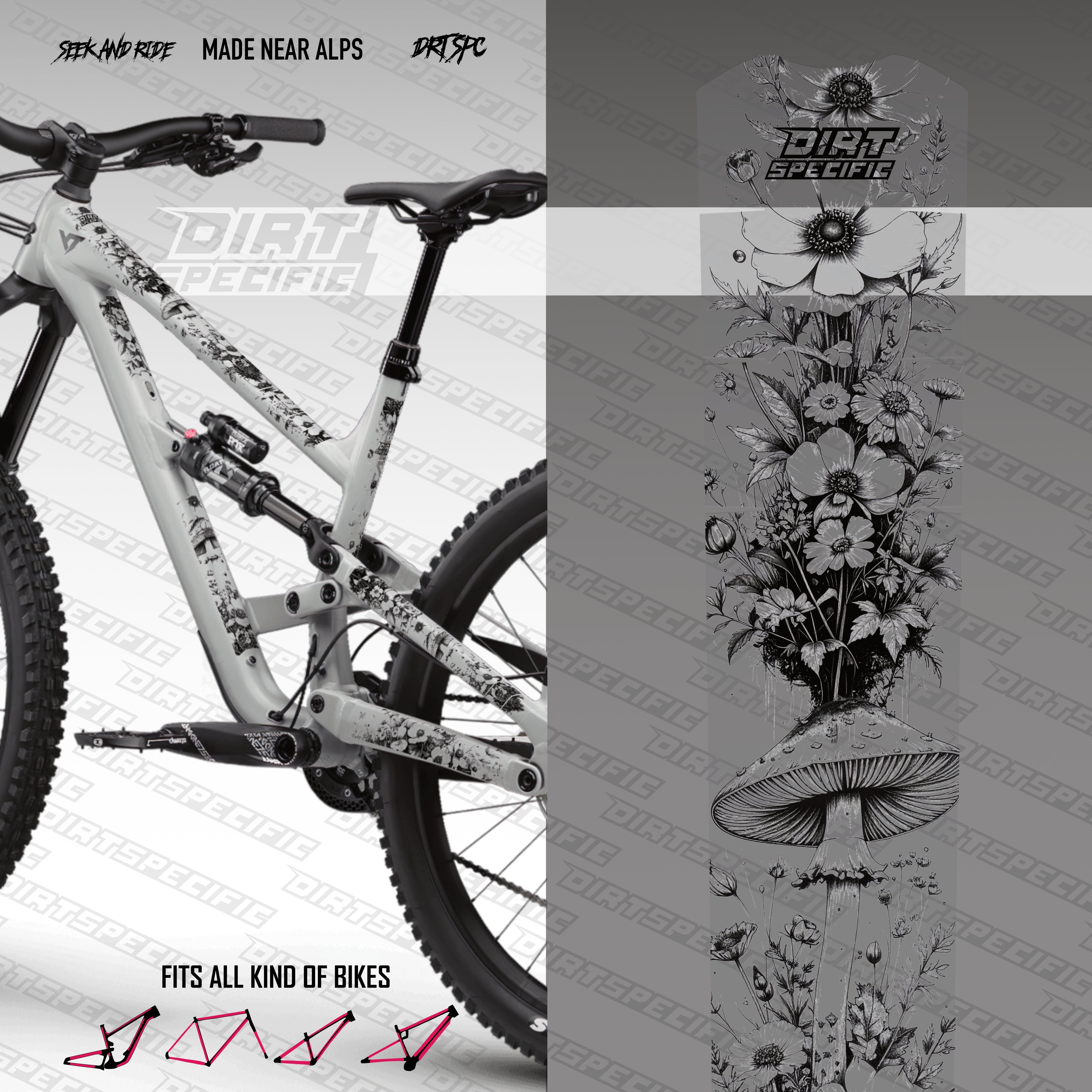 Botanical dense - Bike Frame wrap MK2 LIMITED – DIRTSPECIFIC Bike frame ...
