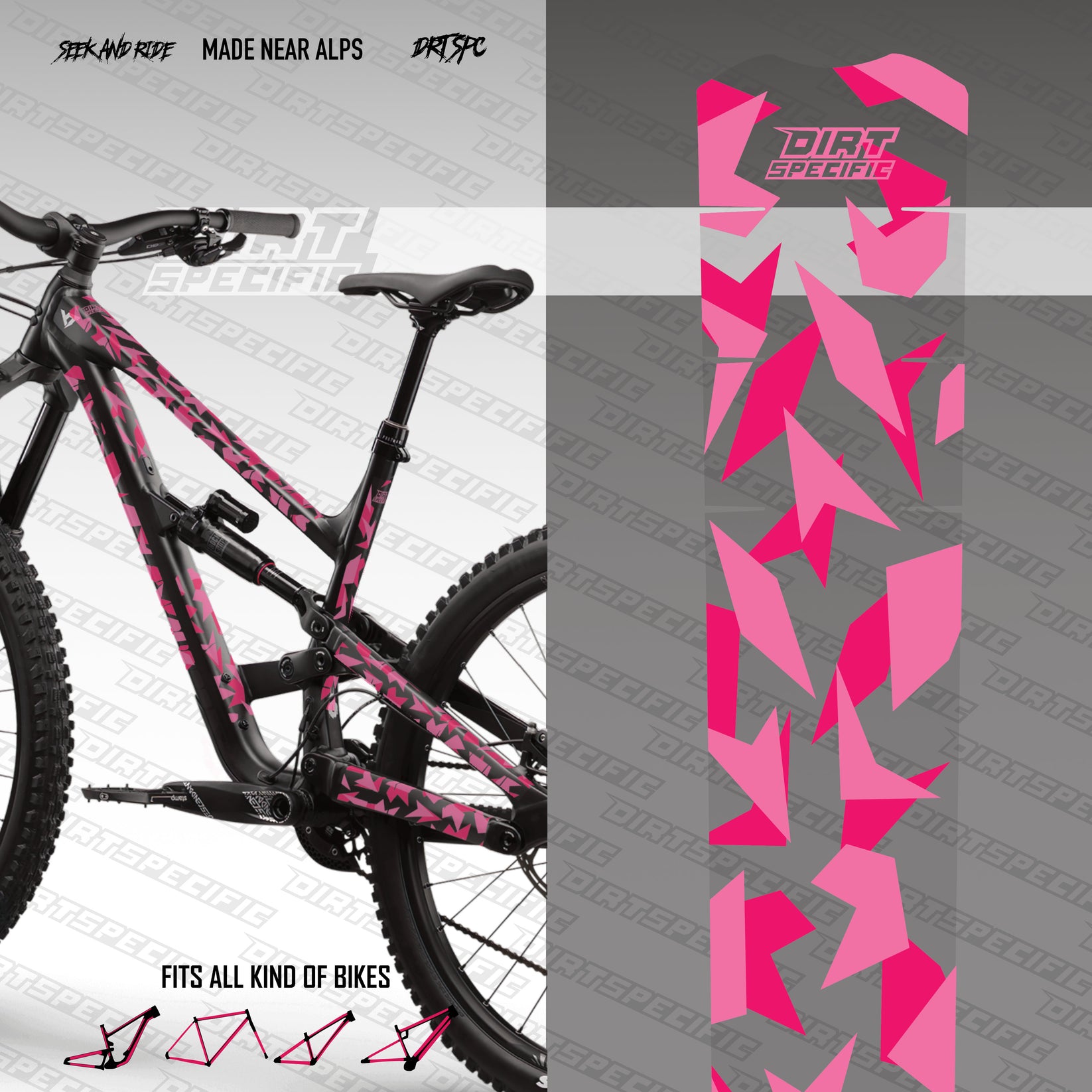 Hard HOT Pink Cammo - Bike Frame wrap MK2 – DIRTSPECIFIC Bike frame ...